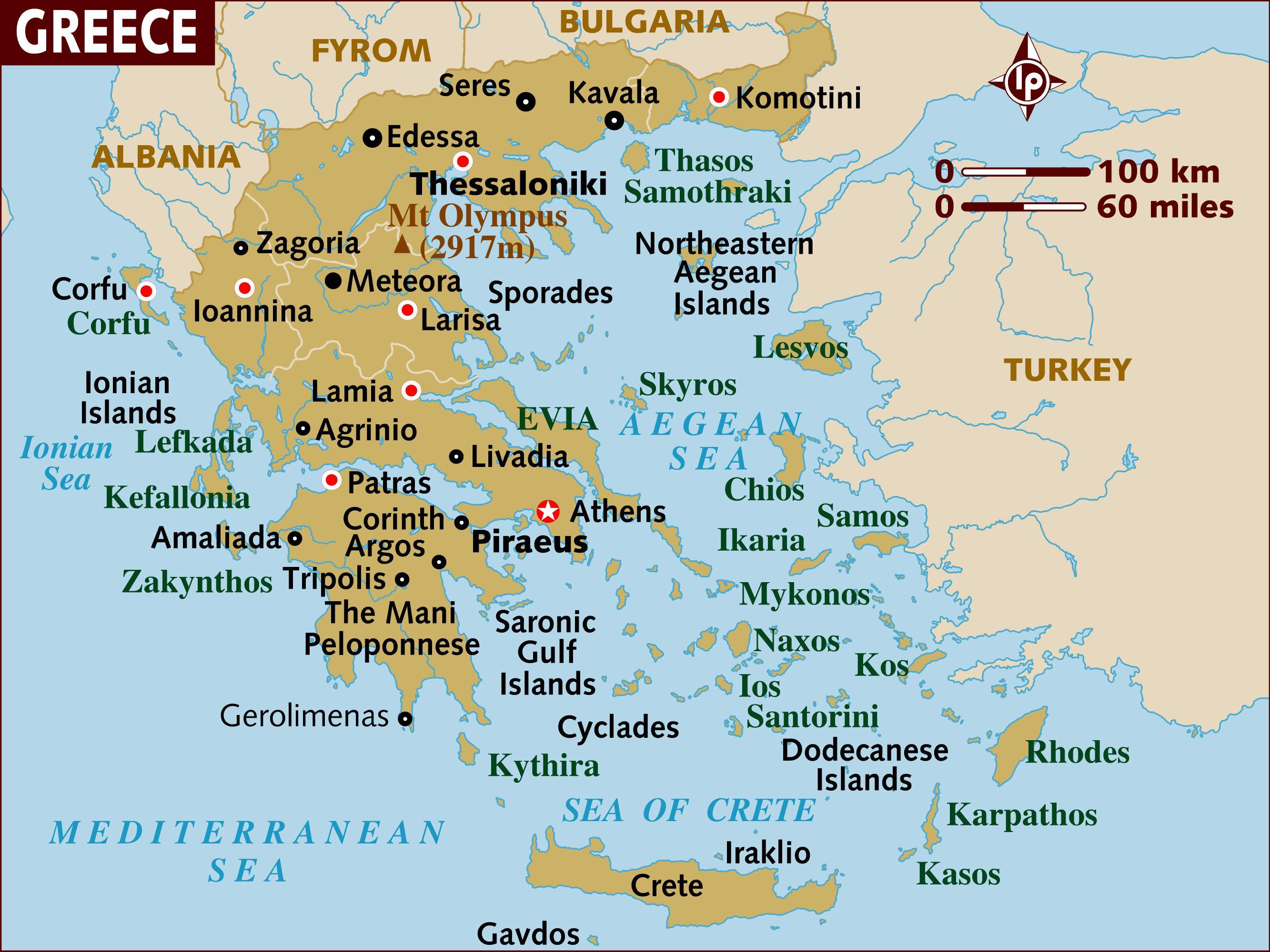 La Grecia continental mapa - Mapa de la Grecia continental (el Sur de ...