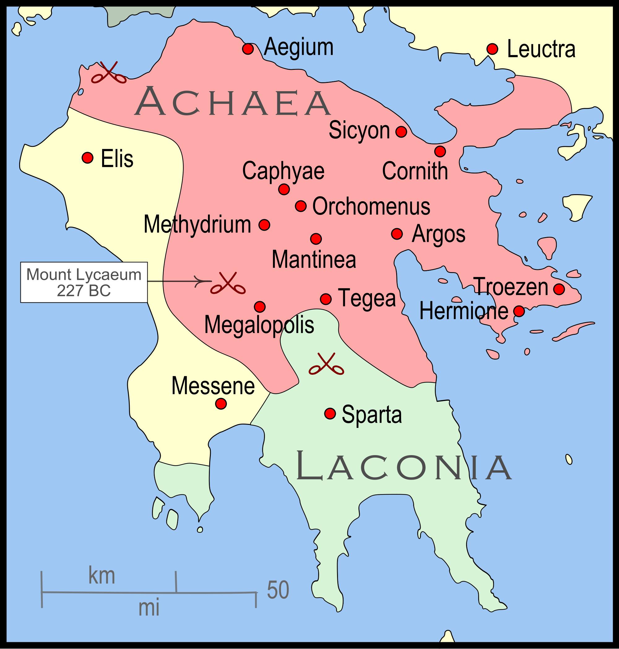 Laconia Grecia mapa - Mapa de Laconia Grecia (Sur de Europa - Europa)